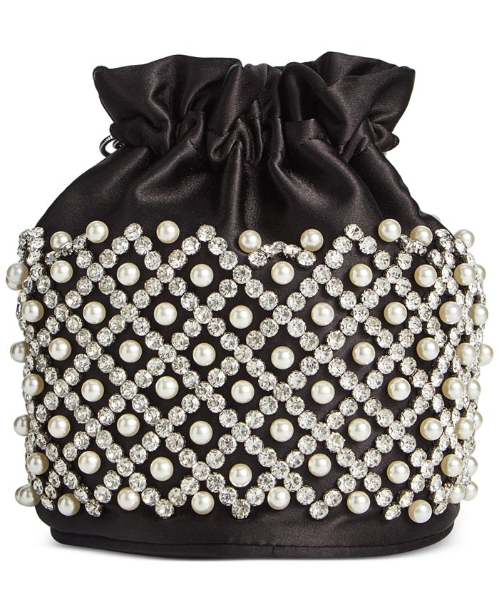 I.N.C. International Concepts Drawstring Embellished Pearl Bucket Bag ...