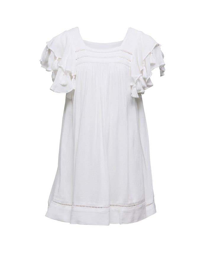 Snapper Rock Toddler, Child Girl White Tassel Time Beach Dress - Macy's
