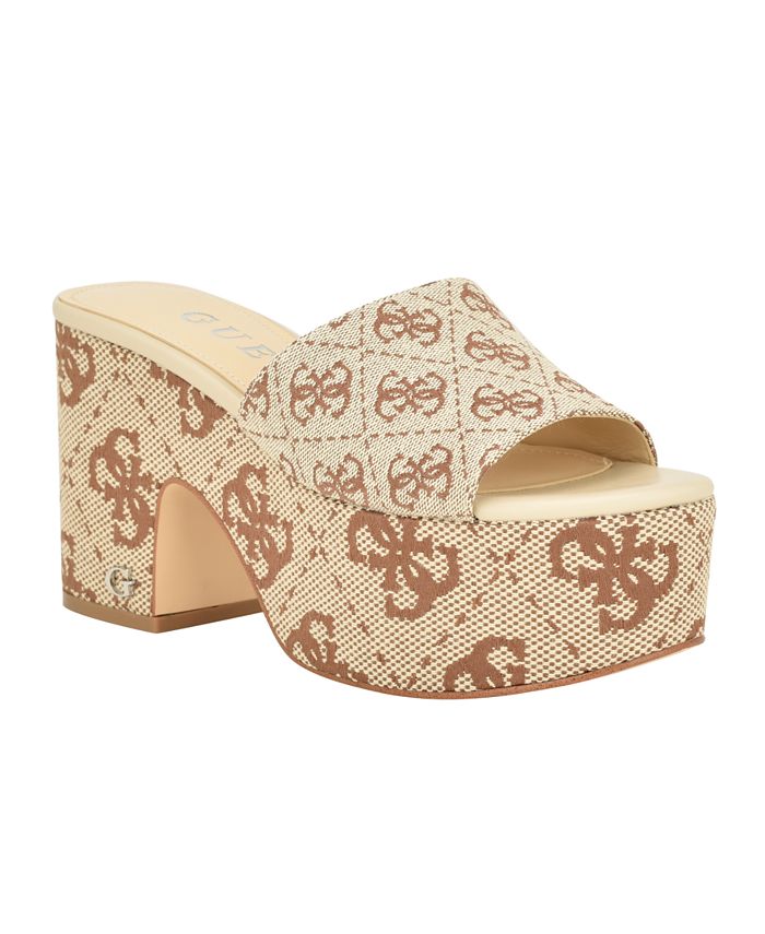 GUESS Women's Yapplea Logo Platform Block Heel Sandals - Macy's