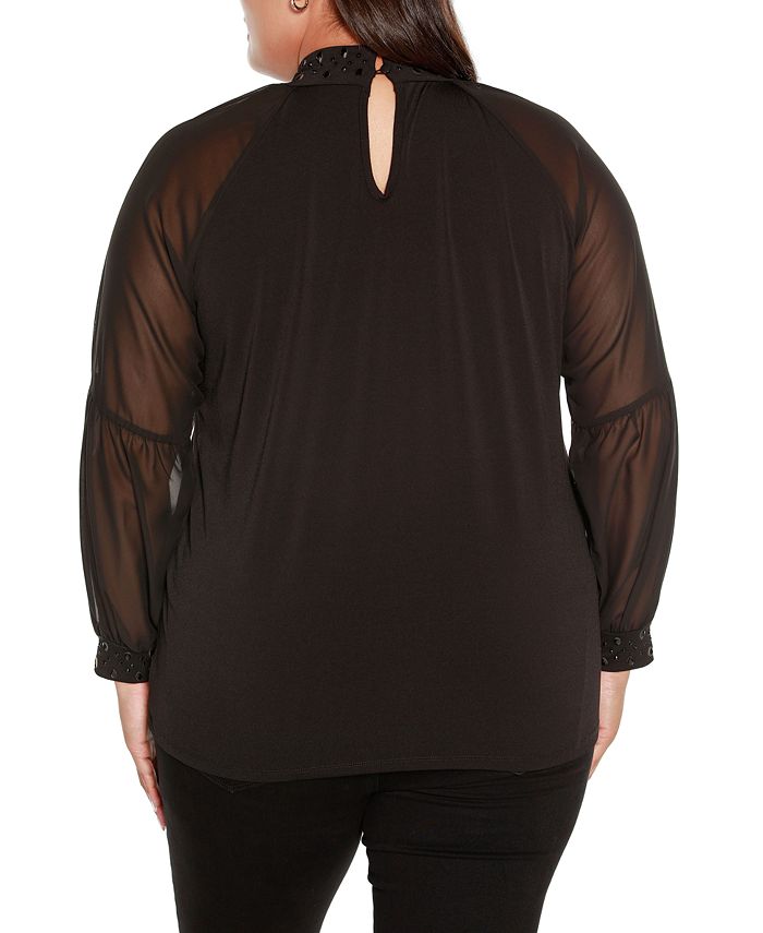 Belldini Black Label Plus Size Embellished Mock Neck Top - Macy's
