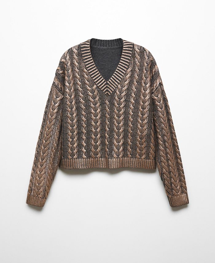 MANGO Women's V-Neck Foil Jumper - Macy's