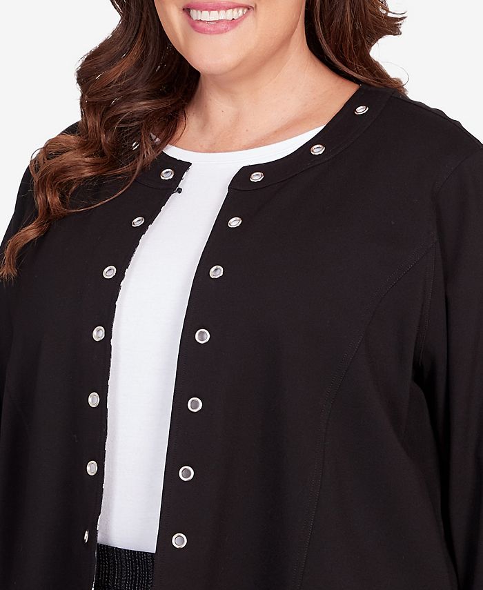 Alfred Dunner Plus Size World Traveler Ponte Jacket with Animal Trim ...
