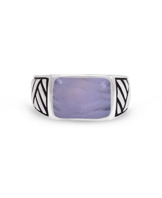 LuvMyJewelry Blue Lace Agate Gemstone Sterling Silver Men Signet Ring ...