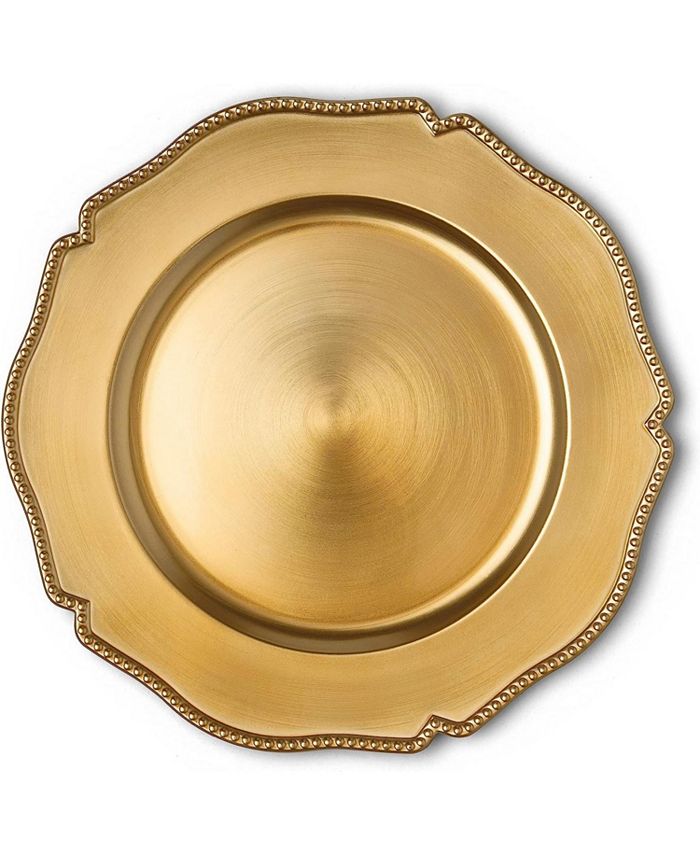 Chateau Fine Tableware Beaded Gold Charger Plates, 13" Elegant Chargers ...