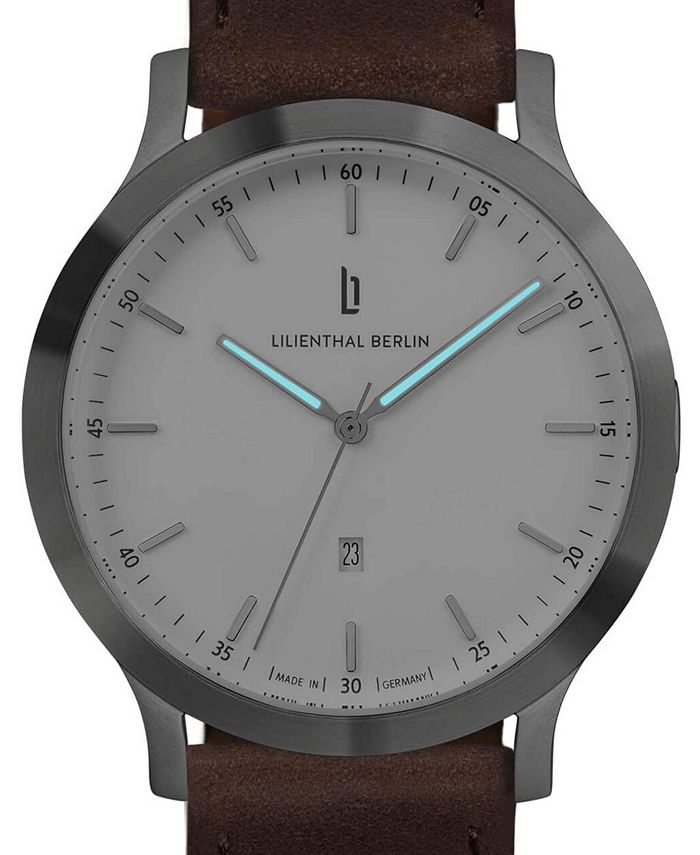 Lilienthal Berlin Unisex Huxley Silver White Brown Leather Watch 40mm ...