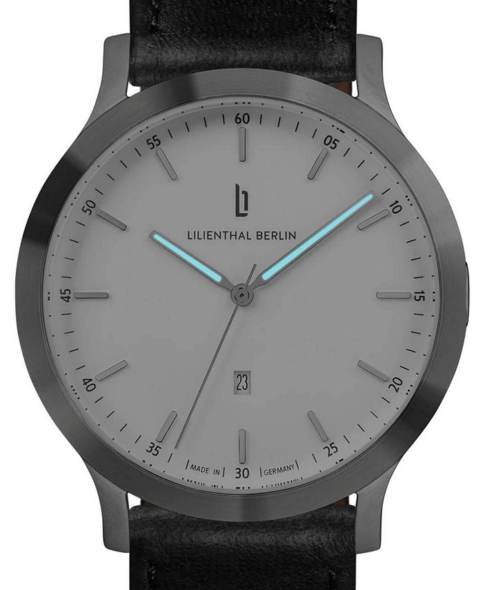 Lilienthal Berlin Unisex Huxley Silver White Black Leather Watch 40mm ...