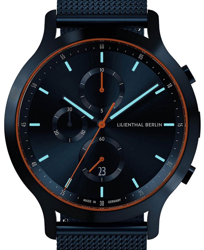 Lilienthal Berlin Men's Blue Orange Blue Stainless Steel Mesh Watch ...