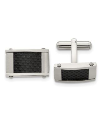 Chisel Stainless Steel Brushed Black Carbon Fiber Inlay Cufflinks - Macy's