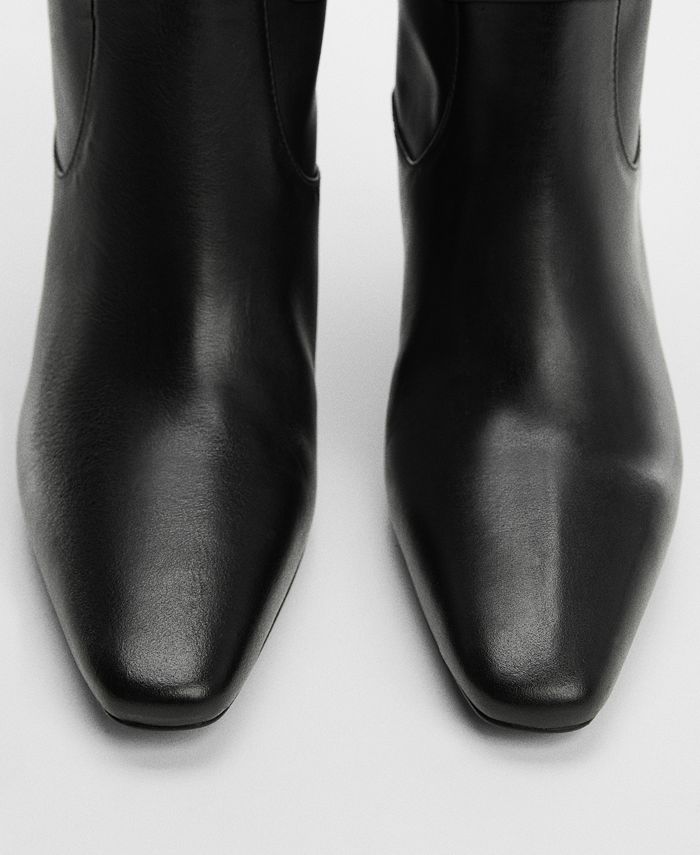 MANGO Women's Kitten Heeled Leather Boots - Macy's