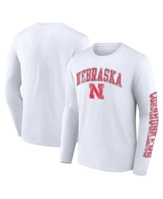 Men's Fanatics White Nebraska Huskers Distressed Arch Over Logo Long ...