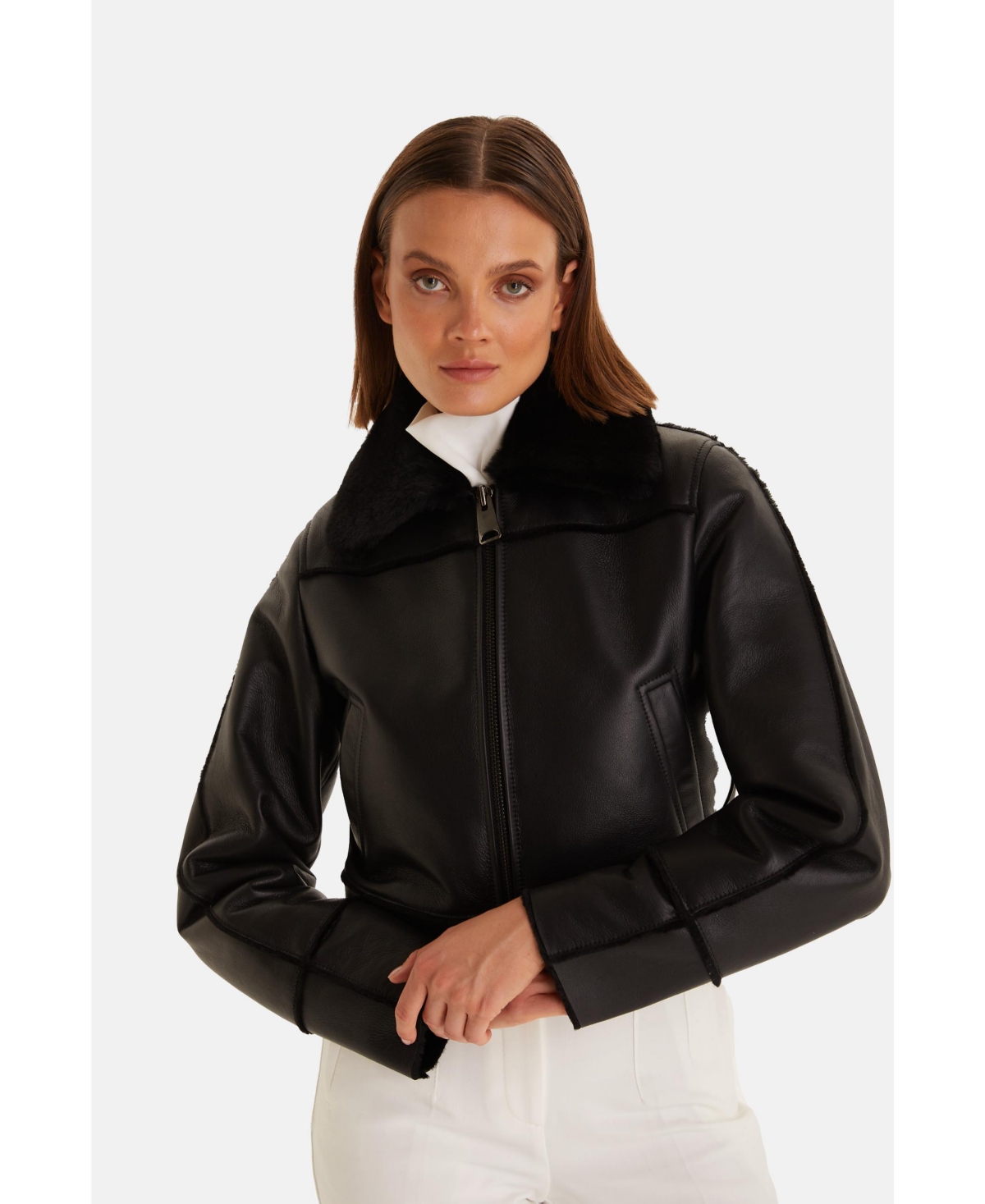 Click here for Furniq Uk Womens Genuine Shearling Jacket  Silky B... prices