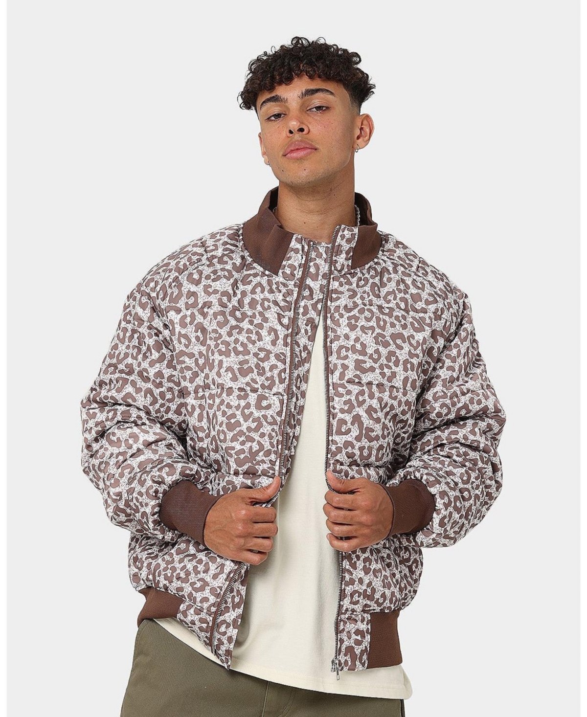 Click here for Xxiii Mens Leopard Print Puffer Jacket - Leopard prices