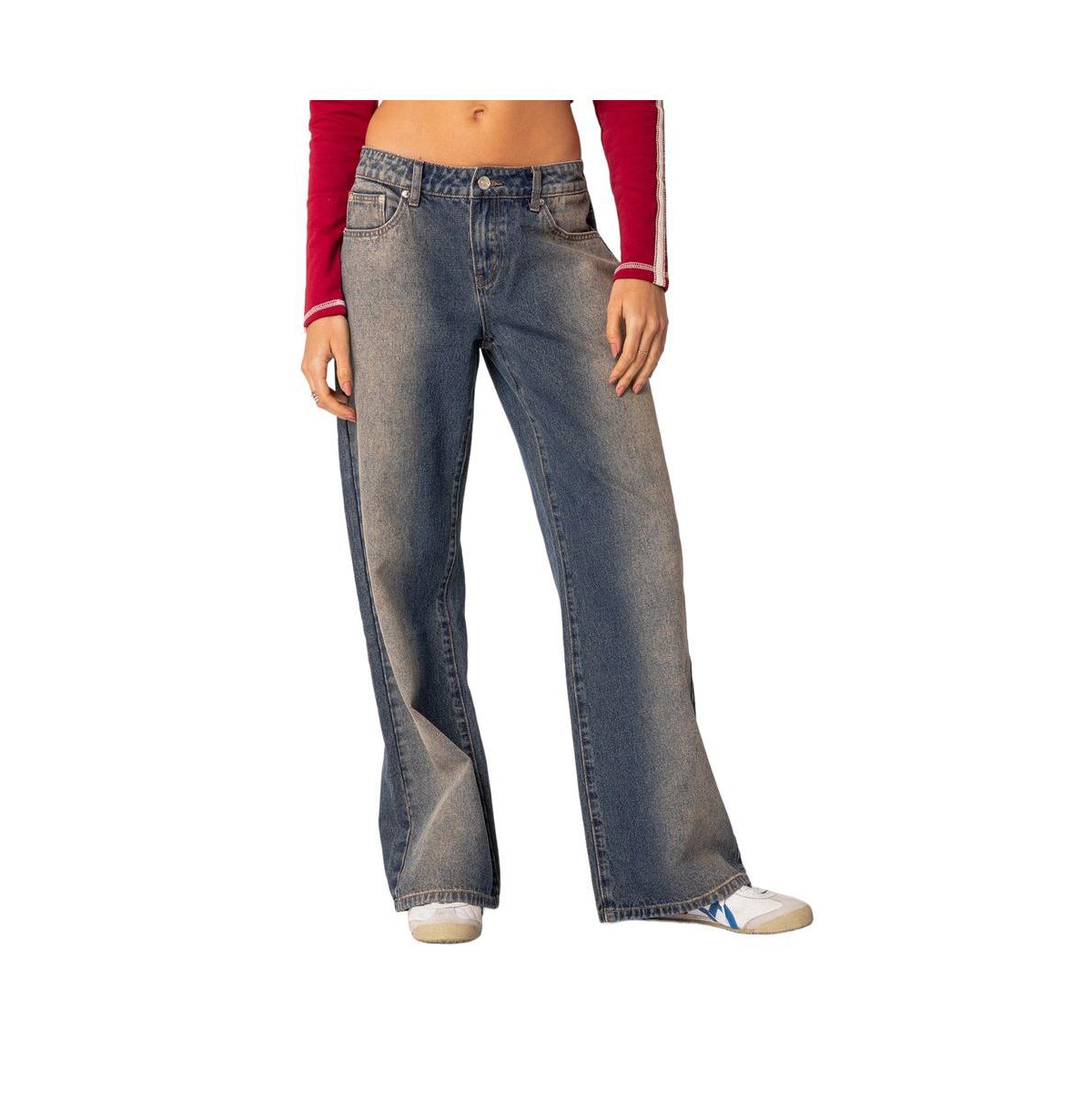 Click here for Womens Raelynn Washed Low Rise Jeans - Brown-washe... prices