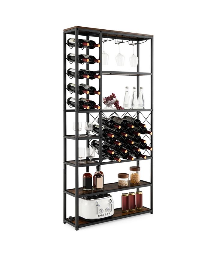 SUGIFT Industrial Floor Wine Rack with 3 Rows of Stemware Racks - Macy's