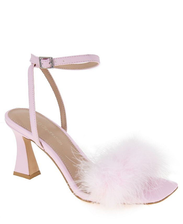 BCBGeneration Women's Relby Feathered High-Heel Two-Piece Dress Sandals ...