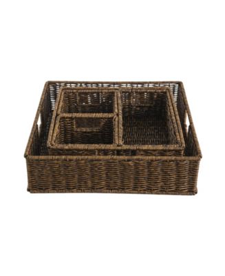 WeThinkStorage Set of 5 Multi-Sized Resin Rattan Storage Bins - Macy's