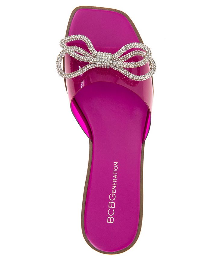 BCBGeneration Women's Laffi Rhinestone Bow Slide Sandals - Macy's