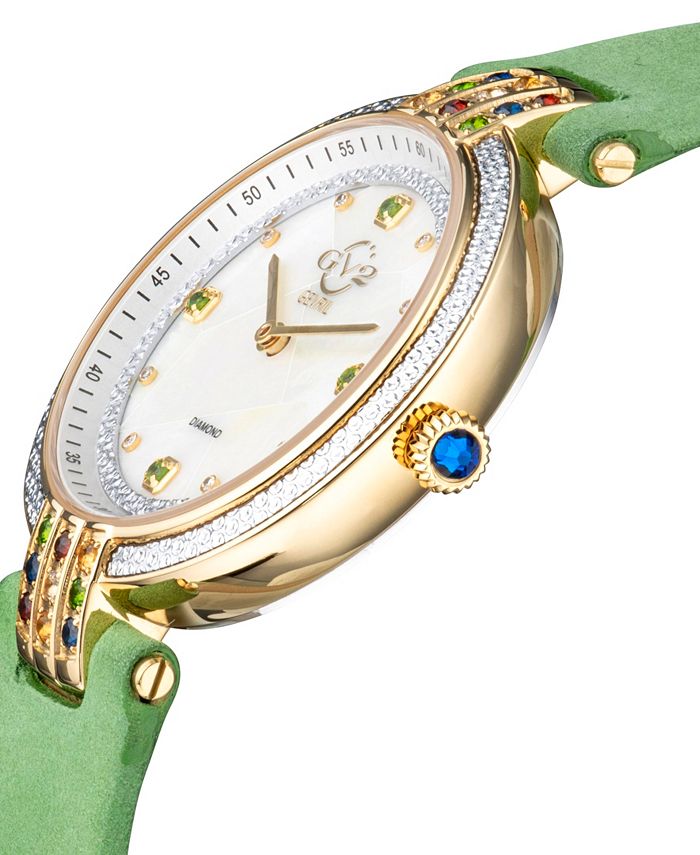 GV2 by Gevril Women's Matera Swiss Quartz Green Italian Suede Watch ...