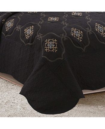 MarCielo 3 Piece Quilted Embroidery Quilts Bedspreads Set Emma Queen ...