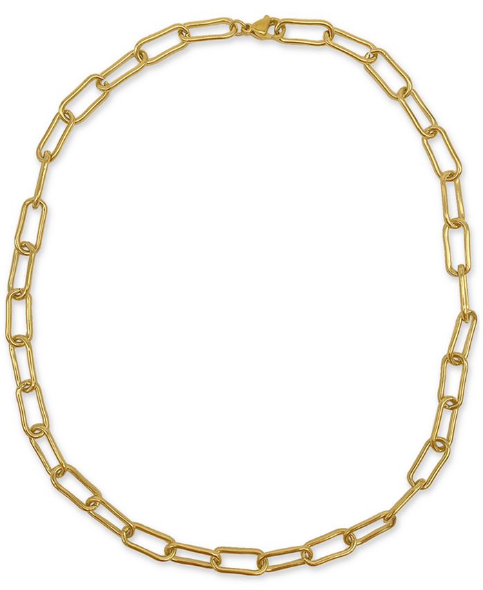 ADORNIA 14k Gold-Plated Wide Chunky Paperclip Chain 18" Necklace - Macy's