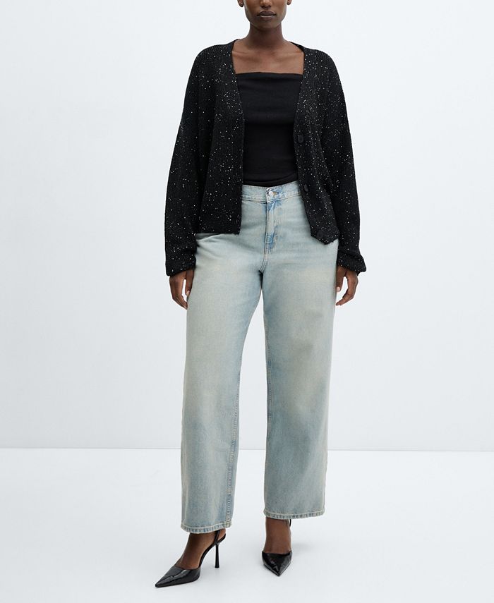 MANGO Women's Paillettes Knit Cardigan - Macy's