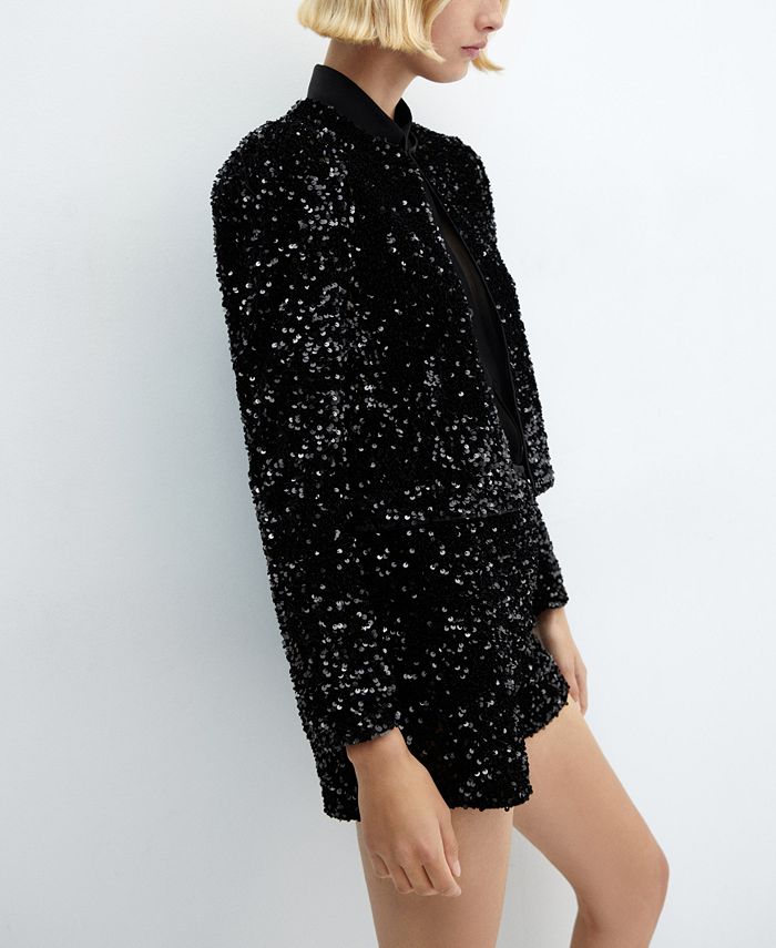 MANGO Women's Sequin Embroidered Jacket - Macy's
