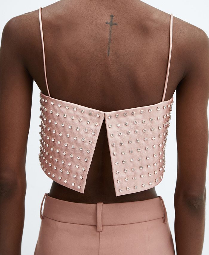 MANGO Women's Rhinestone Bandeau Top - Macy's