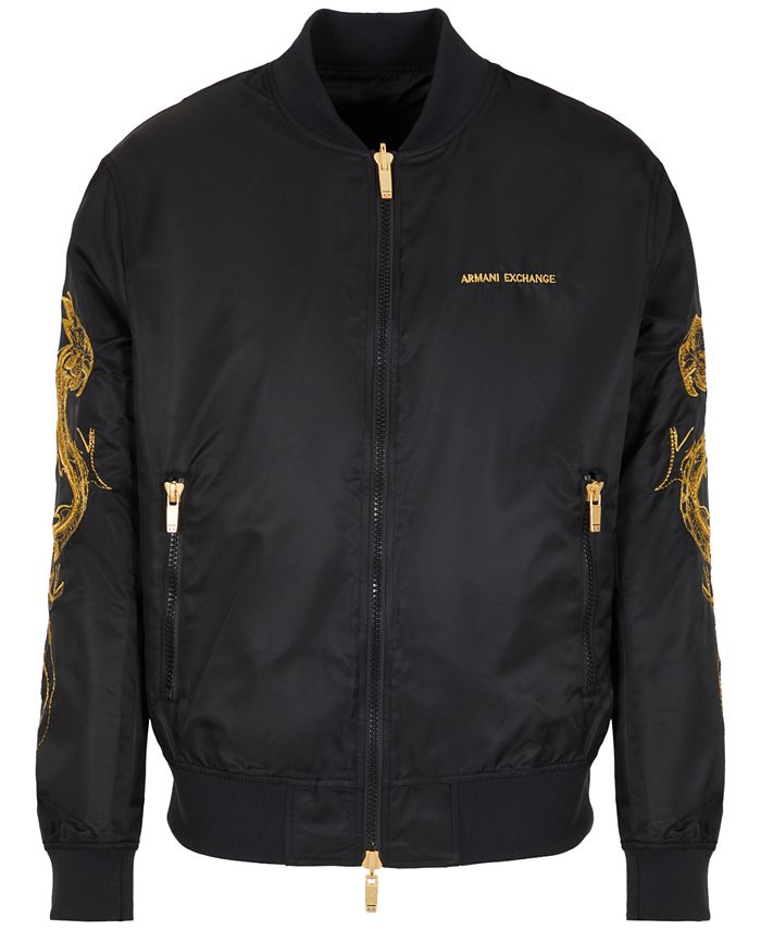 A|X Armani Exchange Men's Long Sleeve Embroidered Dragon Zip-Front ...
