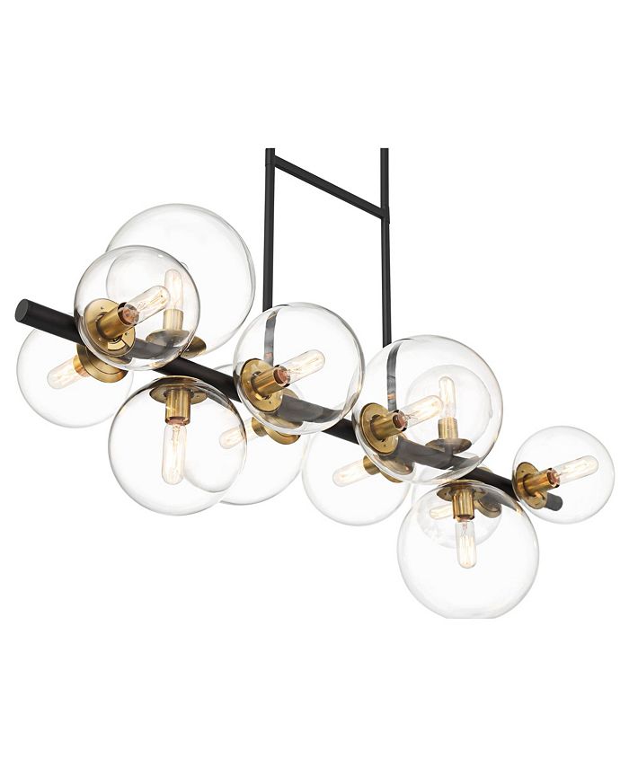 Possini Euro Design Vasa 34"W Matte Black Soft Gold 12-Light Island ...