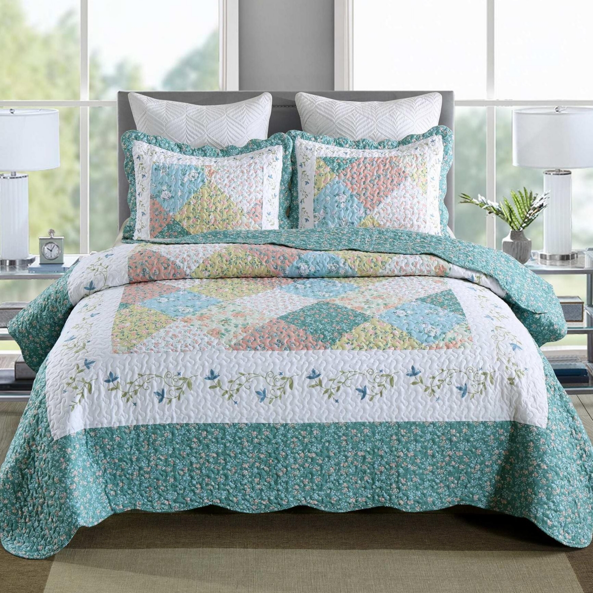 Click here for MarCielo 3 Piece Printed Quilt Set Bedspread Set B... prices