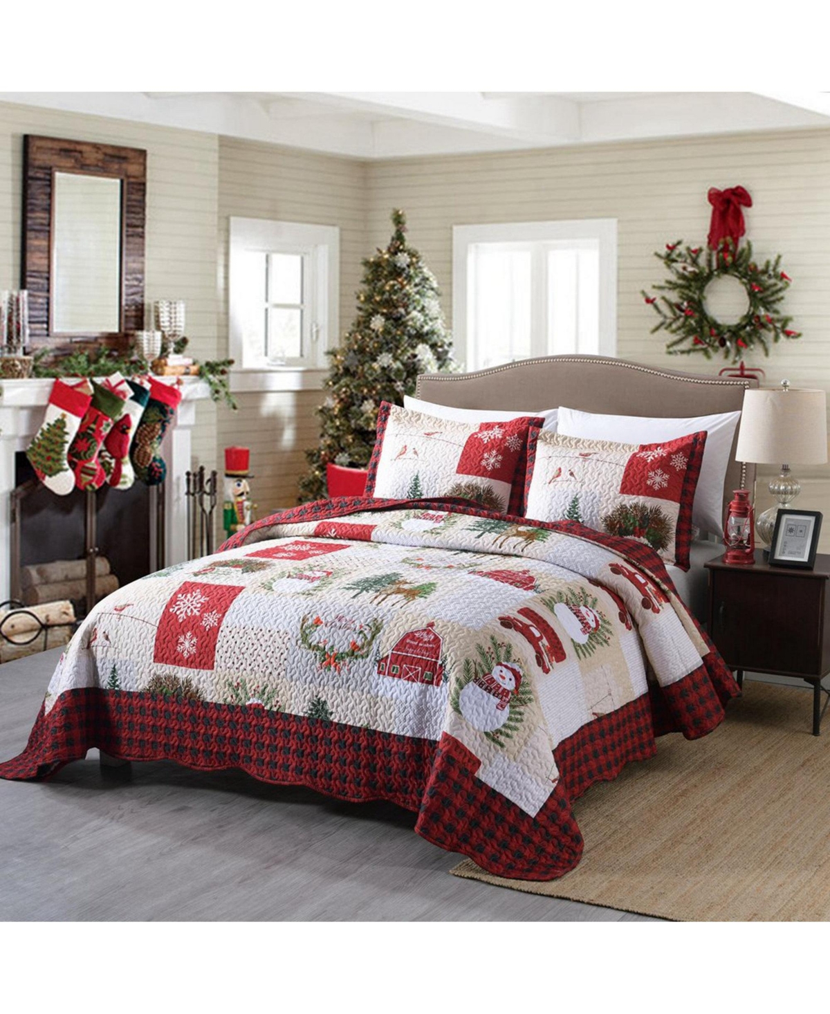 Click here for MarCielo 3 Piece Christmas Quilt Bedspread Snowman... prices