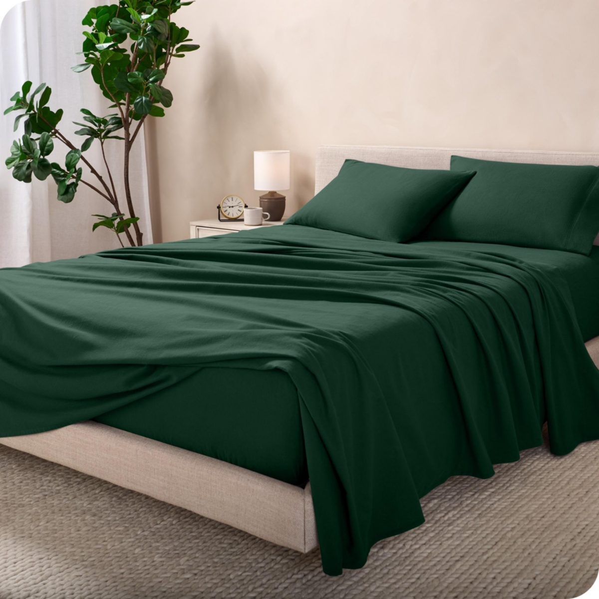 Click here for Bare Home Cotton Flannel Sheet Set - Forest green prices