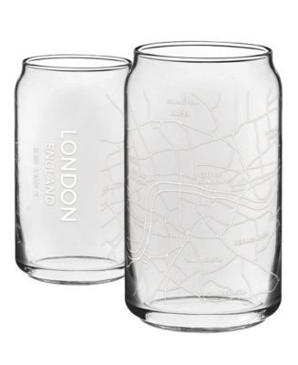NARBO THE CAN London Map 16 oz Everyday Glassware, Set of 2 - Macy's