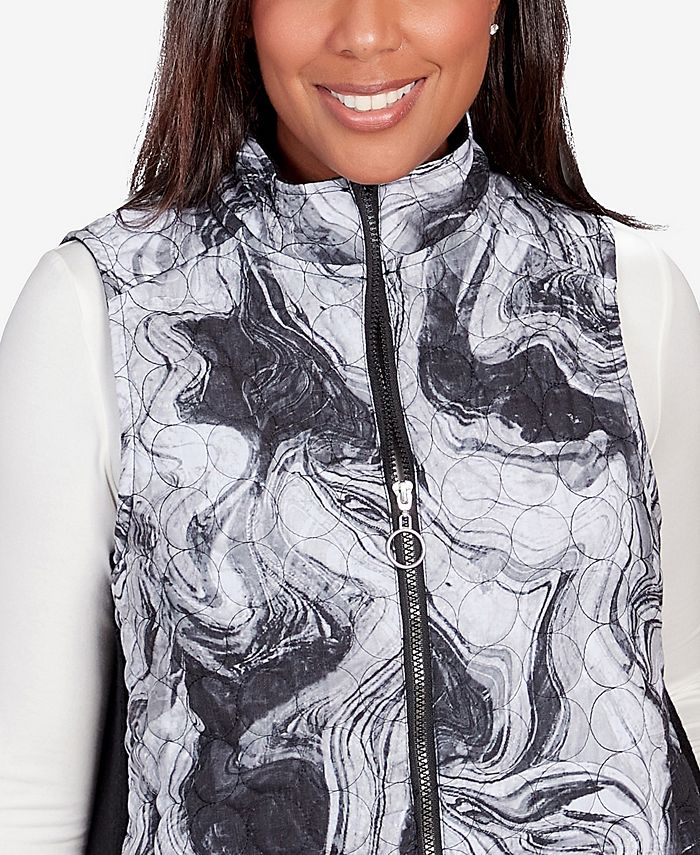 Alfred Dunner Women's Drama Queen Marble Quilt Sweater Paneled Vest ...