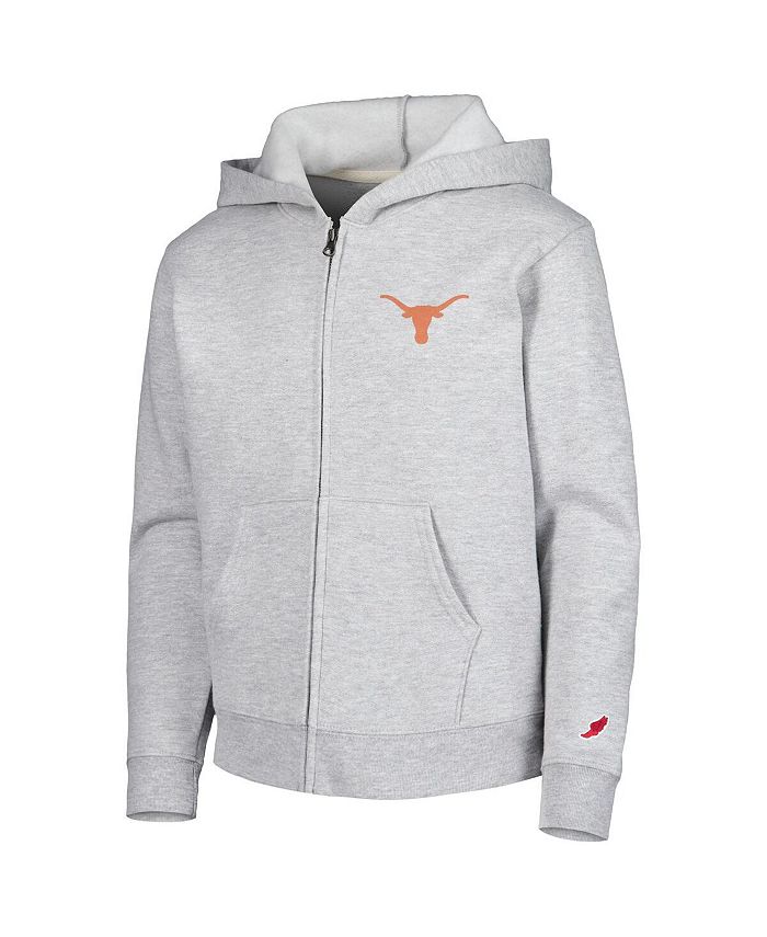 League Collegiate Wear Big Boys Heather Gray Texas Longhorns Full-Zip ...
