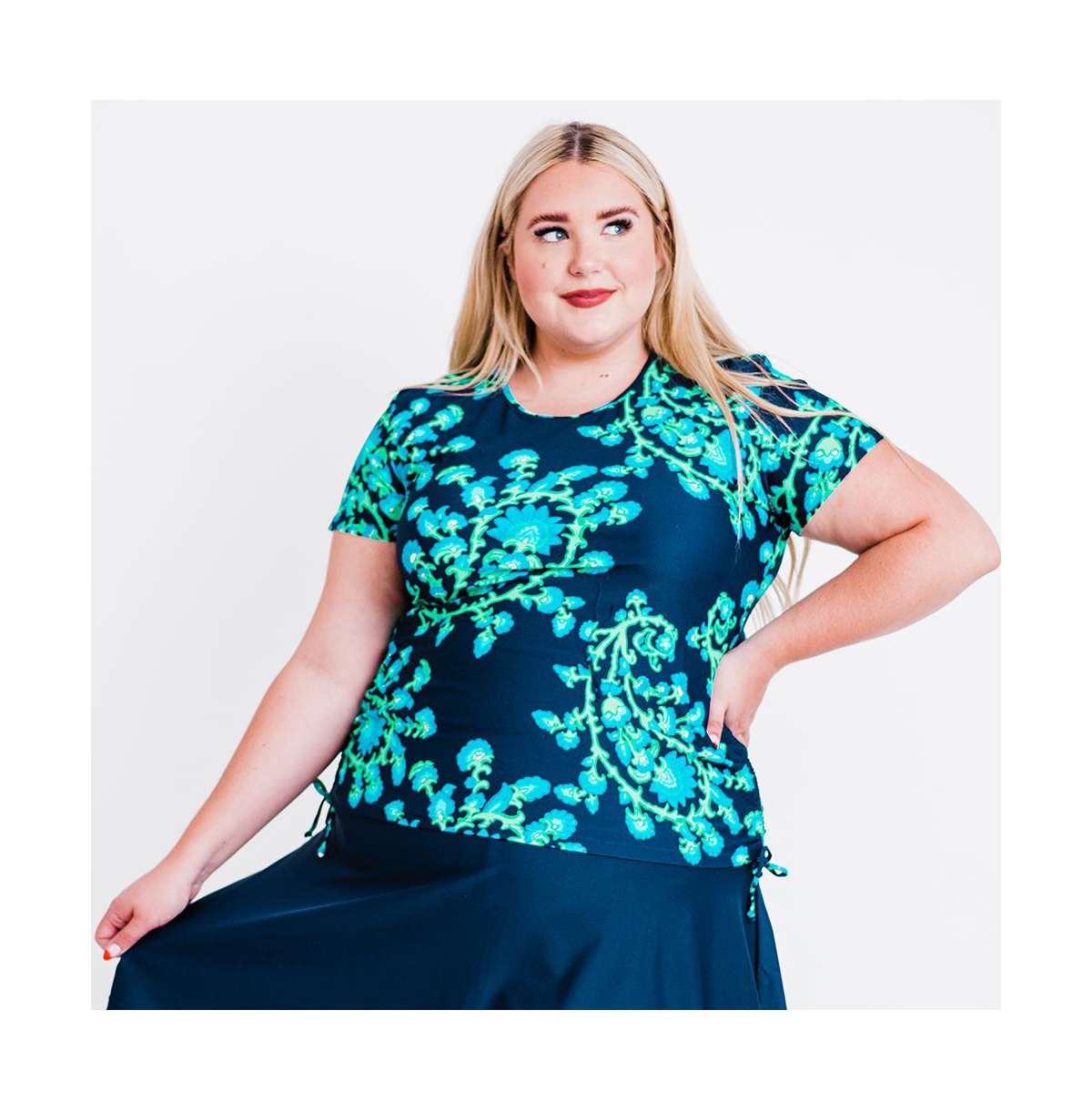 Click here for Calypsa Plus Size Adele Swim Top - Barbados blue prices