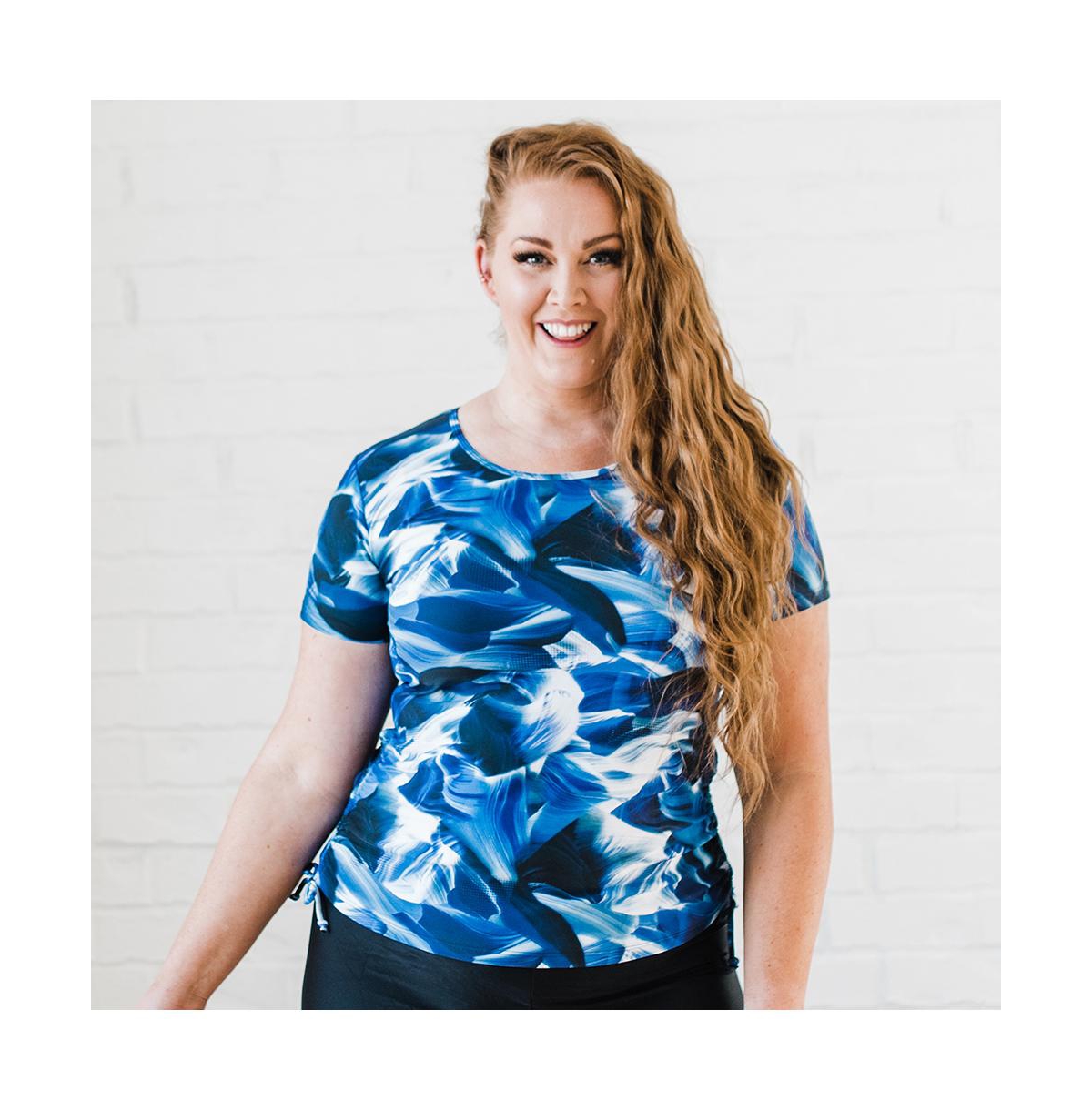 Click here for Calypsa Plus Size Adele Swim Top - Navy wave prices