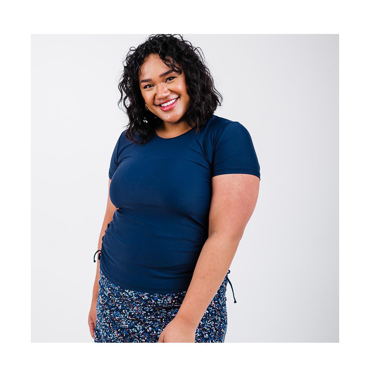 Click here for Calypsa Plus Size Adele Swim Top - Navy prices