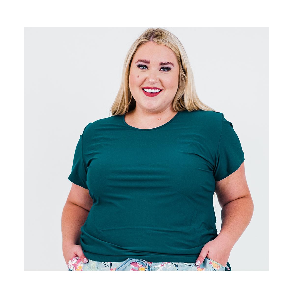 Click here for Calypsa Plus Size Adele Swim Top - Dark jade prices