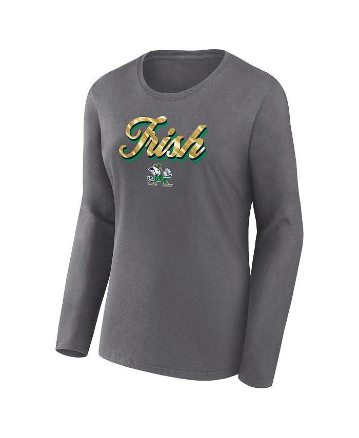 Fanatics Women's Gray Notre Dame Fighting Irish Double Team Script Long ...