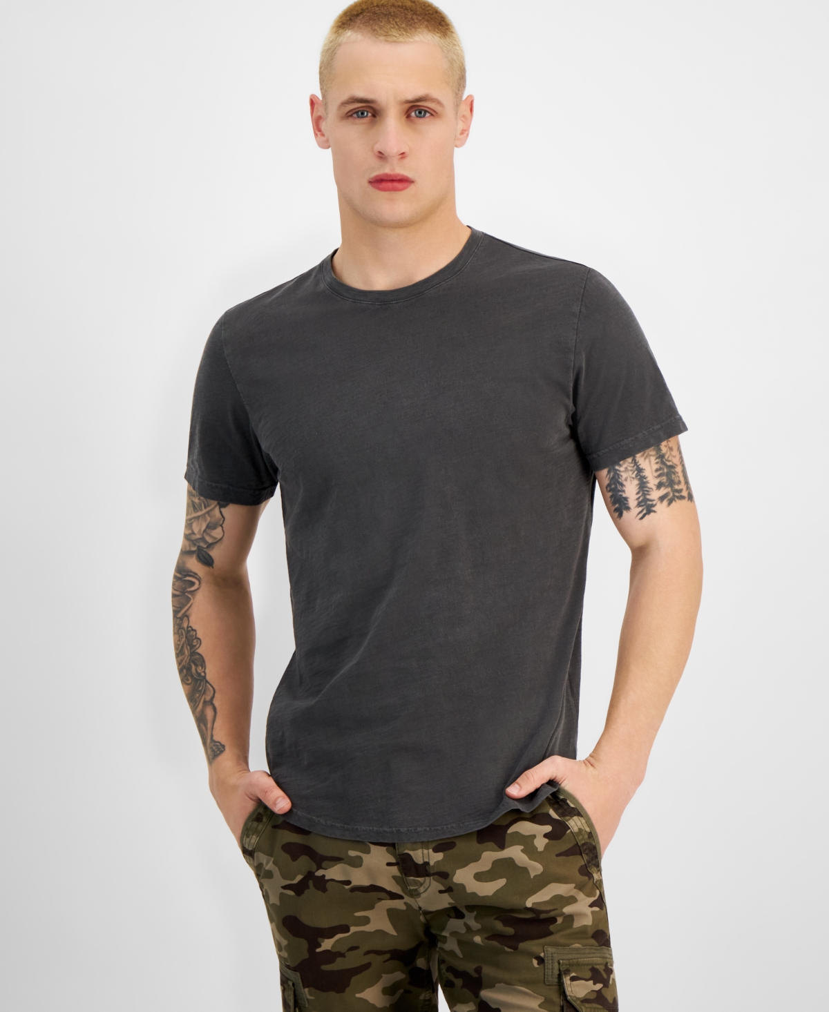 Click here for Sun + Stone Mens Sun Kissed Regular-Fit Curved Hem... prices
