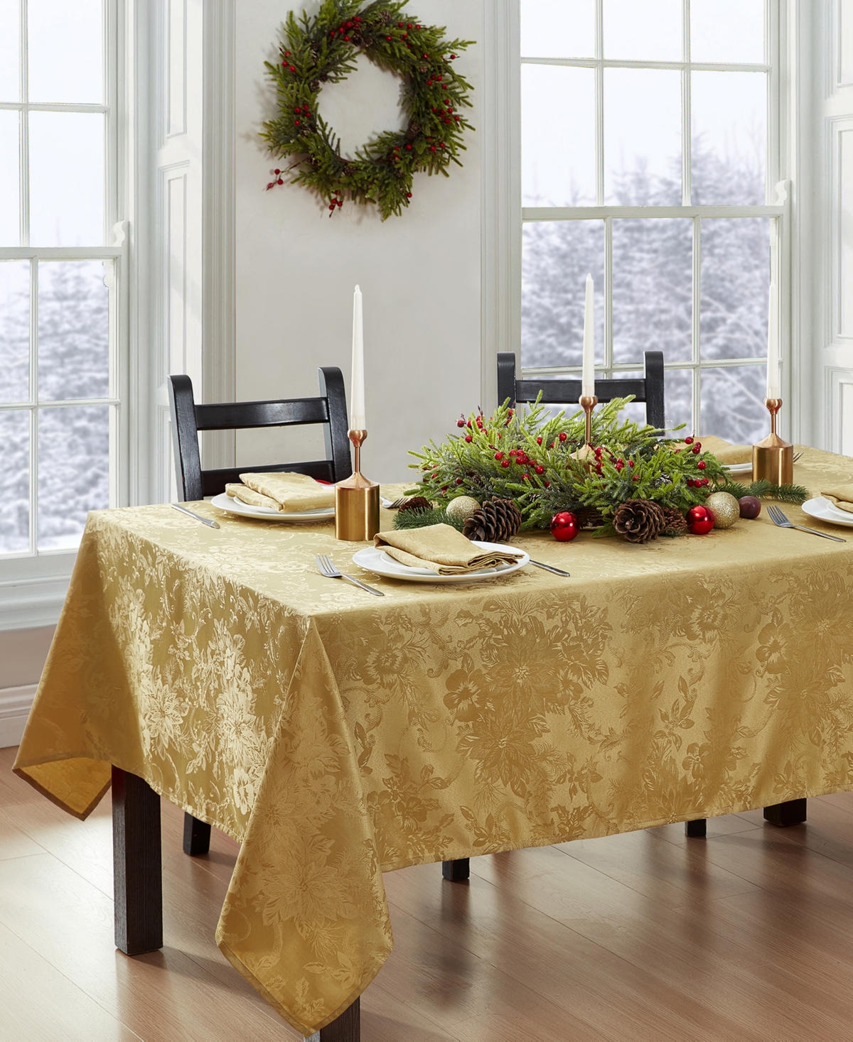 Click here for Elrene Poinsettia Elegance Jacquard Holiday Tablec... prices