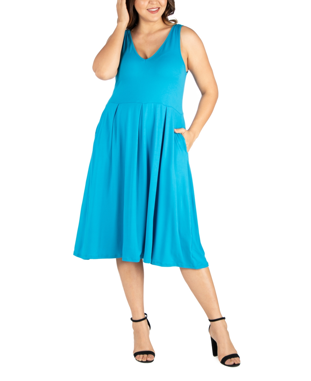 Click here for 24seven Comfort Apparel Plus Size Midi Fit and Fla... prices
