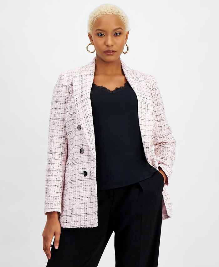 Bar III Women's Tweed Open-Front Blazer, Created for Macy's - Macy's