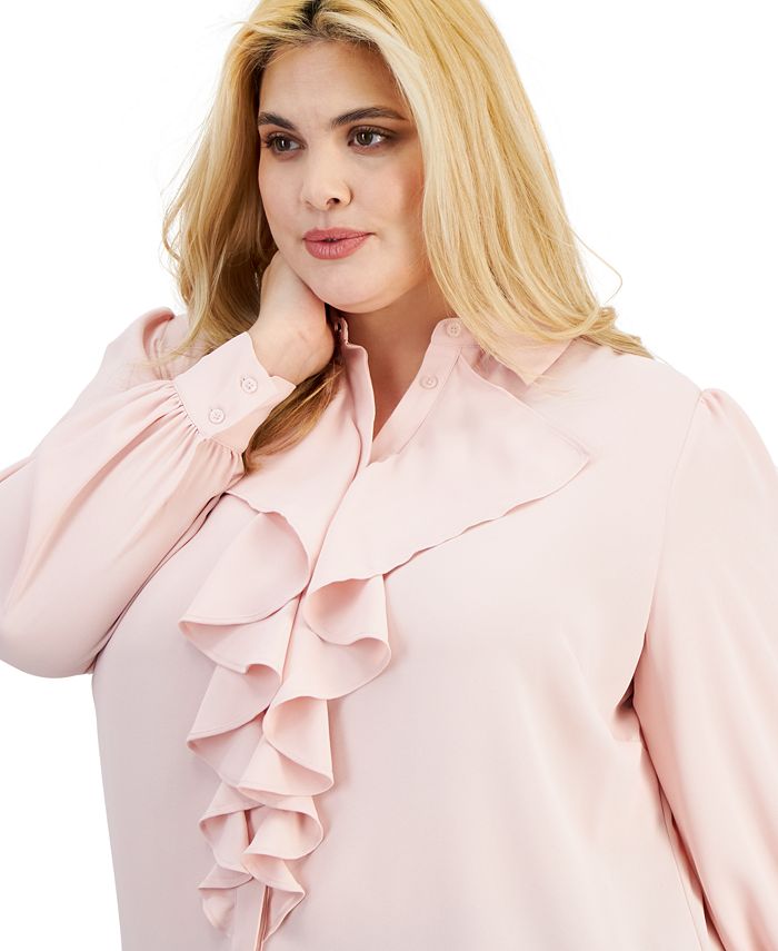 Bar III Plus Size Ruffle-Front Blouse, Created for Macy's - Macy's