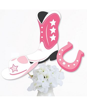 Big Dot of Happiness Rodeo Cowgirl - Pink Western Party Centerpiece ...
