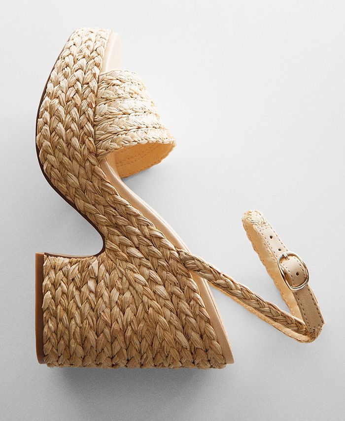 MANGO Women's Raffia Braided Sandals - Macy's