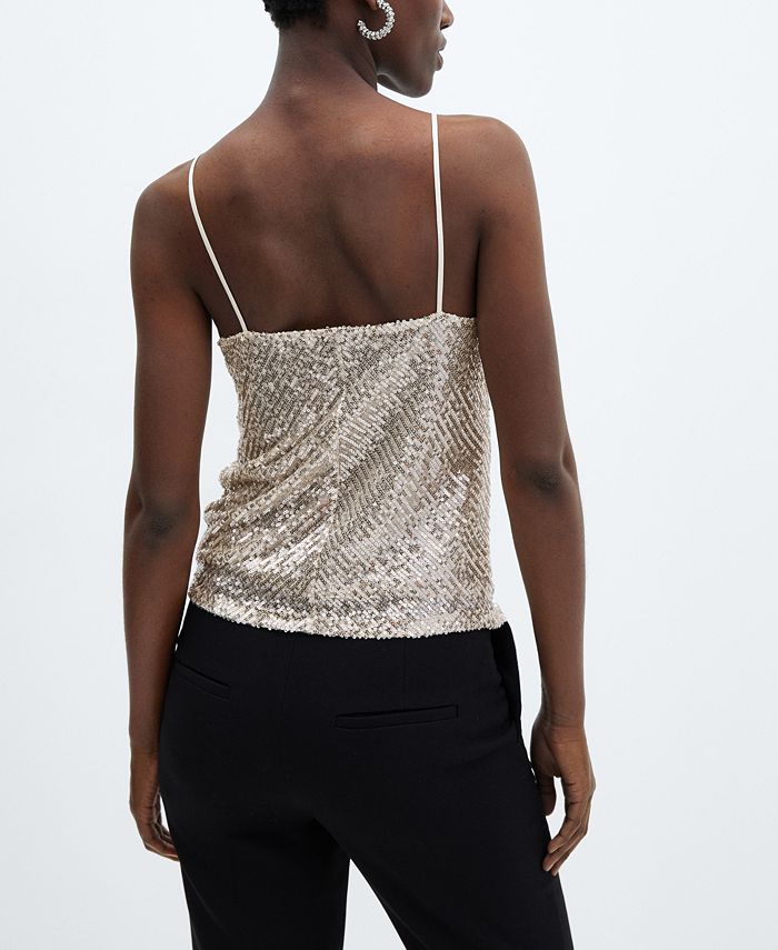 MANGO Women's Sequined Strap Top - Macy's