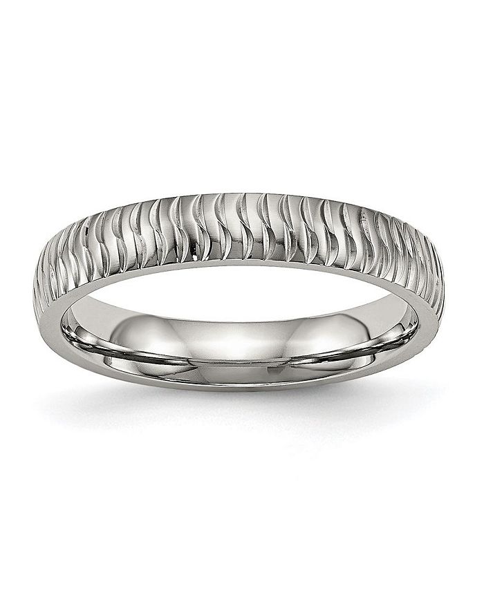 Chisel Stainless Steel Polished and Textured 4mm Band Ring - Macy's