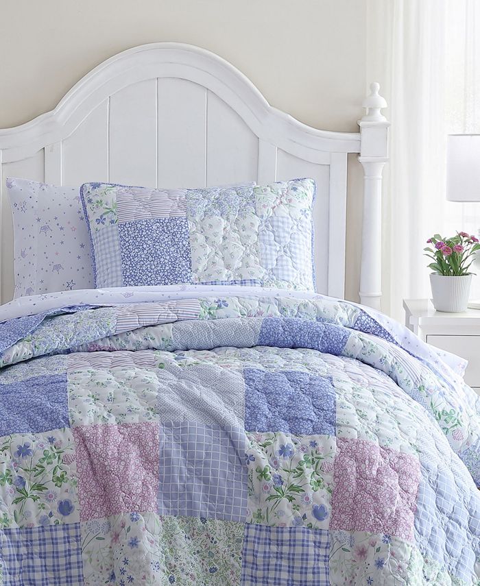 Laura Ashley Parker Patchwork Reversible 2 Piece Quilt Set, Twin - Macy's